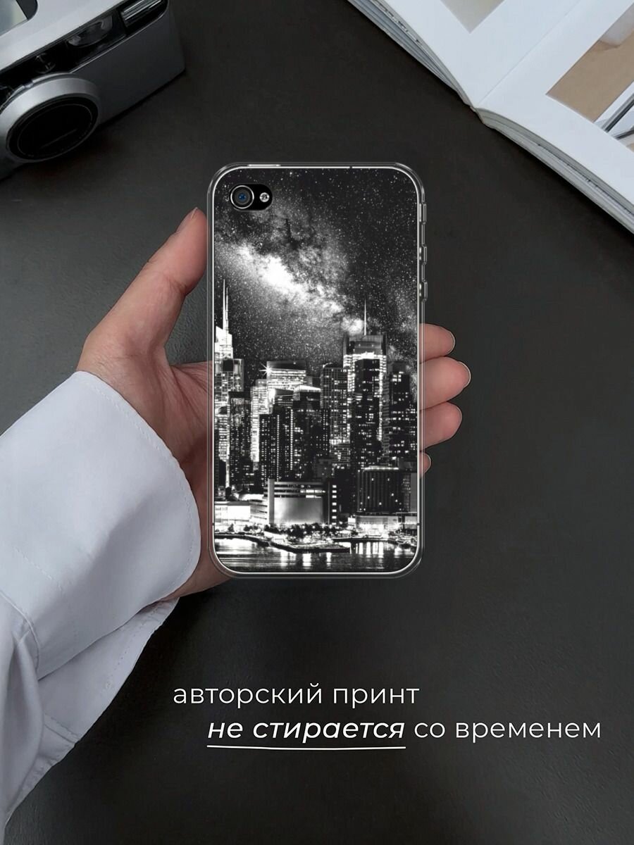 Чехол на Apple iPhone 4/4S / Айфон 4/4S с принтом "Ночной Нью-Йорк" — фото 1