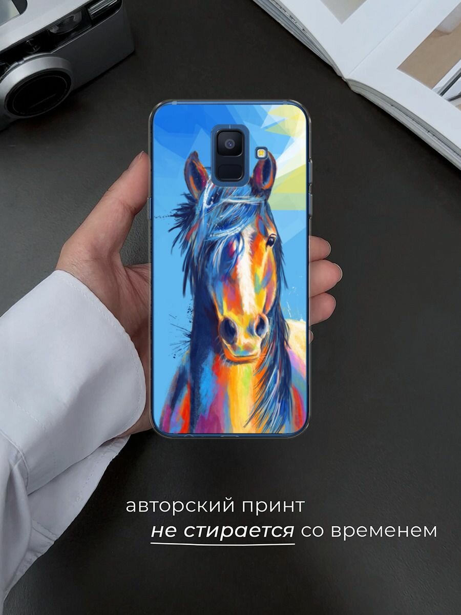 Чехол на Samsung Galaxy A6 / Самсунг Галакси А6 с принтом "Лошадь арт 3" — фото 1