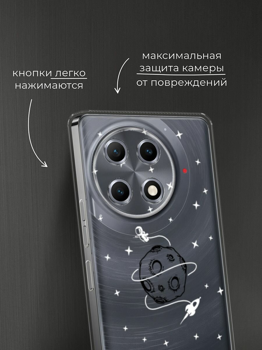 Чехол на Tecno Camon 30S / Текно Камон 30S с принтом "Полет вокруг луны", прозрачный — фото 1