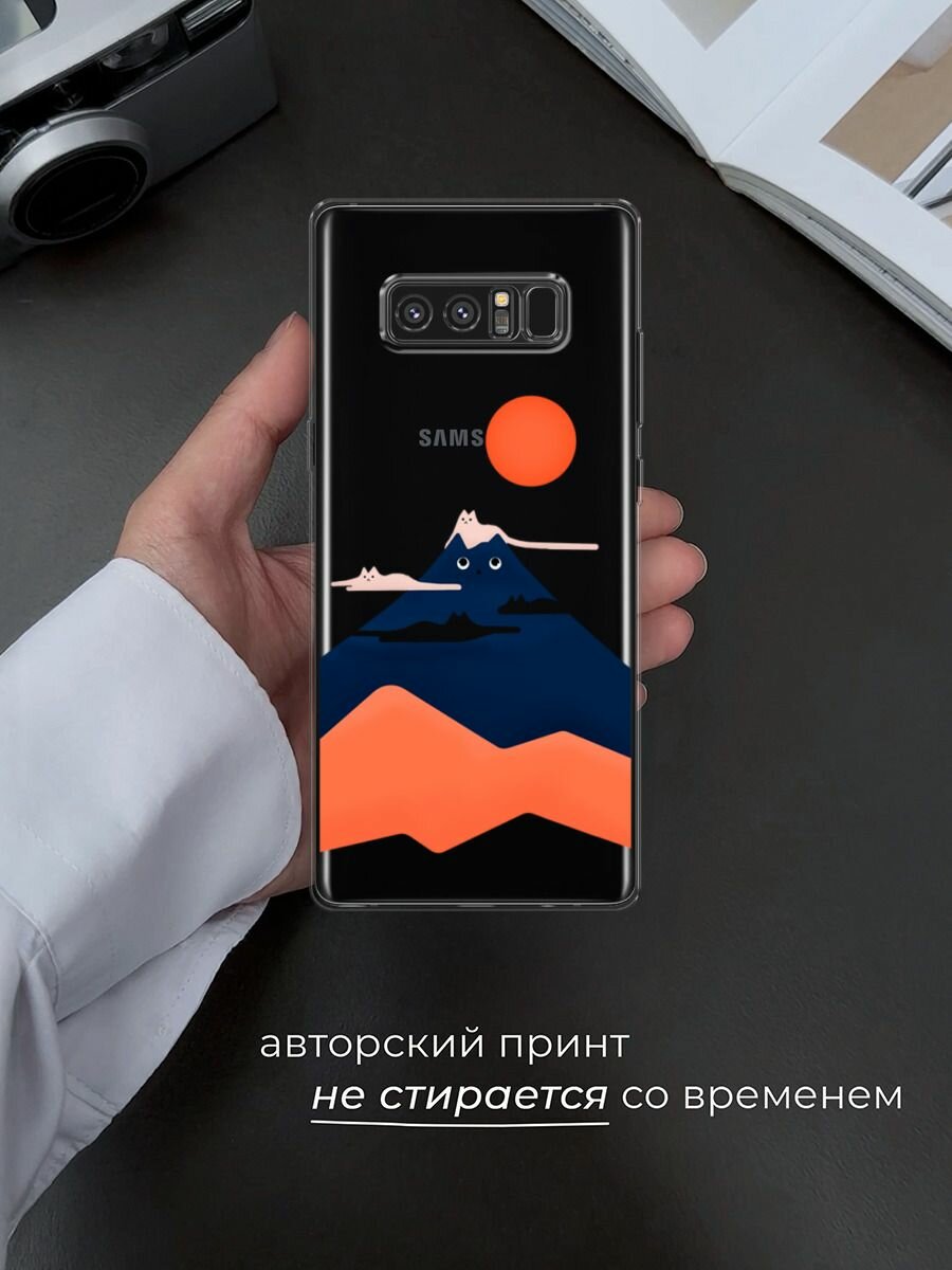 Чехол на Samsung Galaxy Note 8 / Самсунг Галакси Нот 8 с принтом "Кот-гора", прозрачный — фото 1