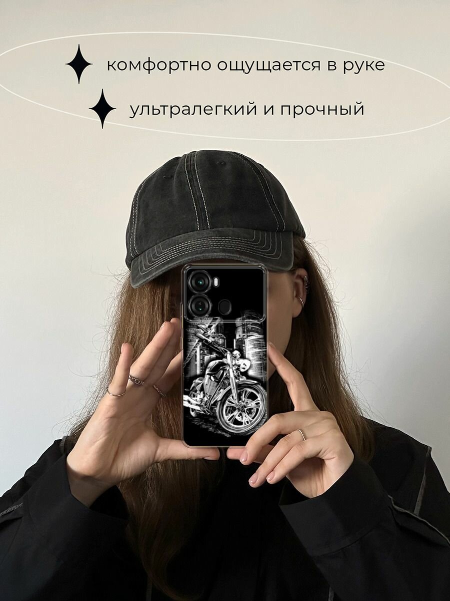 Силиконовый чехол на Itel P40 / Ител P40 с принтом "Крутой байк" — фото 1