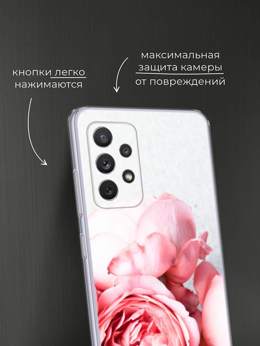 Чехол на Samsung Galaxy A73 / Самсунг Галакси А73 с принтом "Пионы на белом" — фото 1