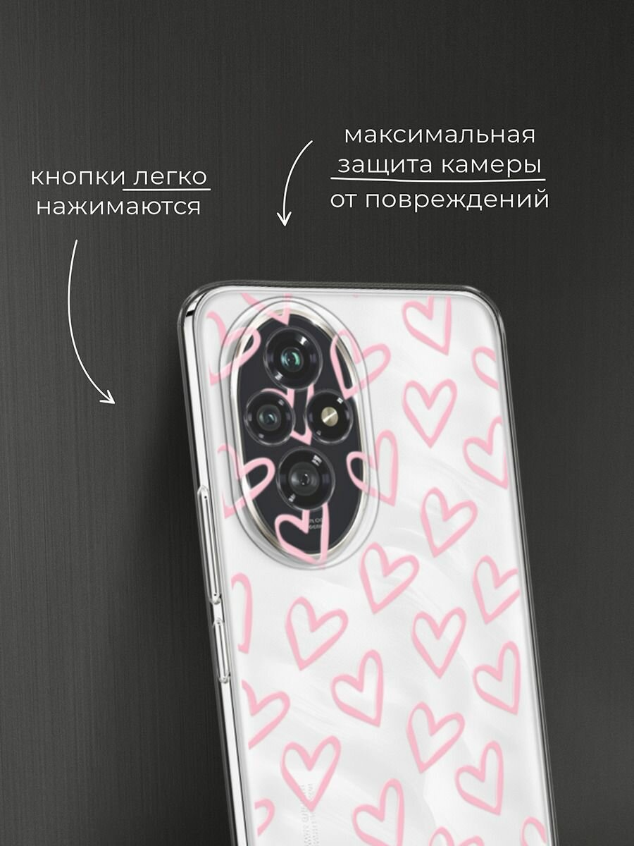 Чехол на Honor 200 / Хонор 200 с принтом "Сердца паттерн" — фото 1