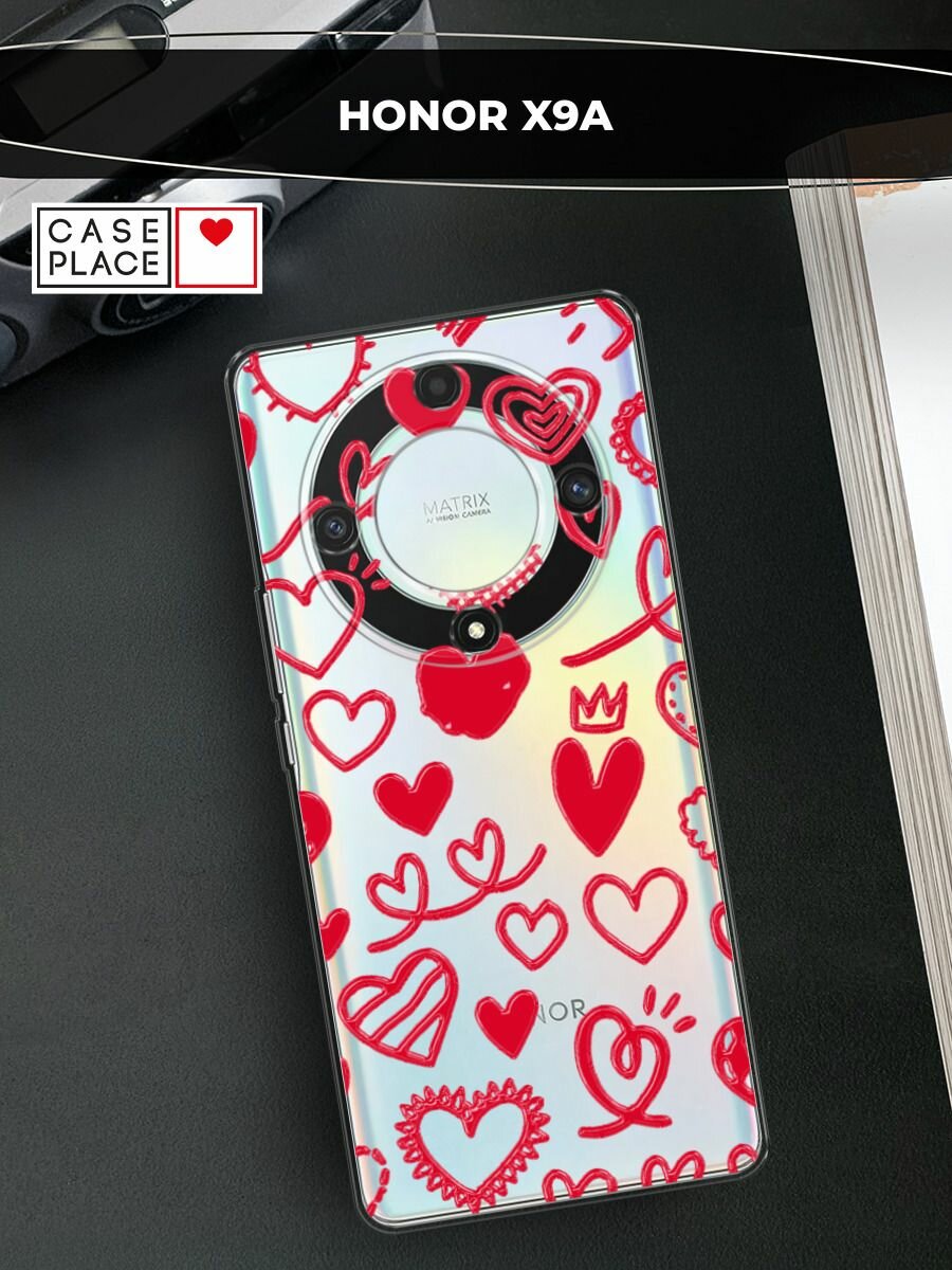 Чехол на Honor X9A / Хонор X9A с принтом "Разные сердечки"