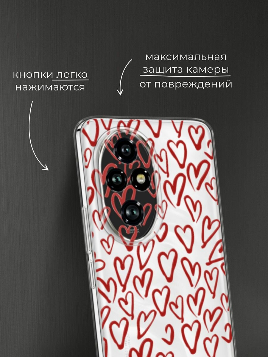Чехол на Honor 200 Pro / Хонор 200 Про с принтом "Легкие бордовые сердечки" — фото 1