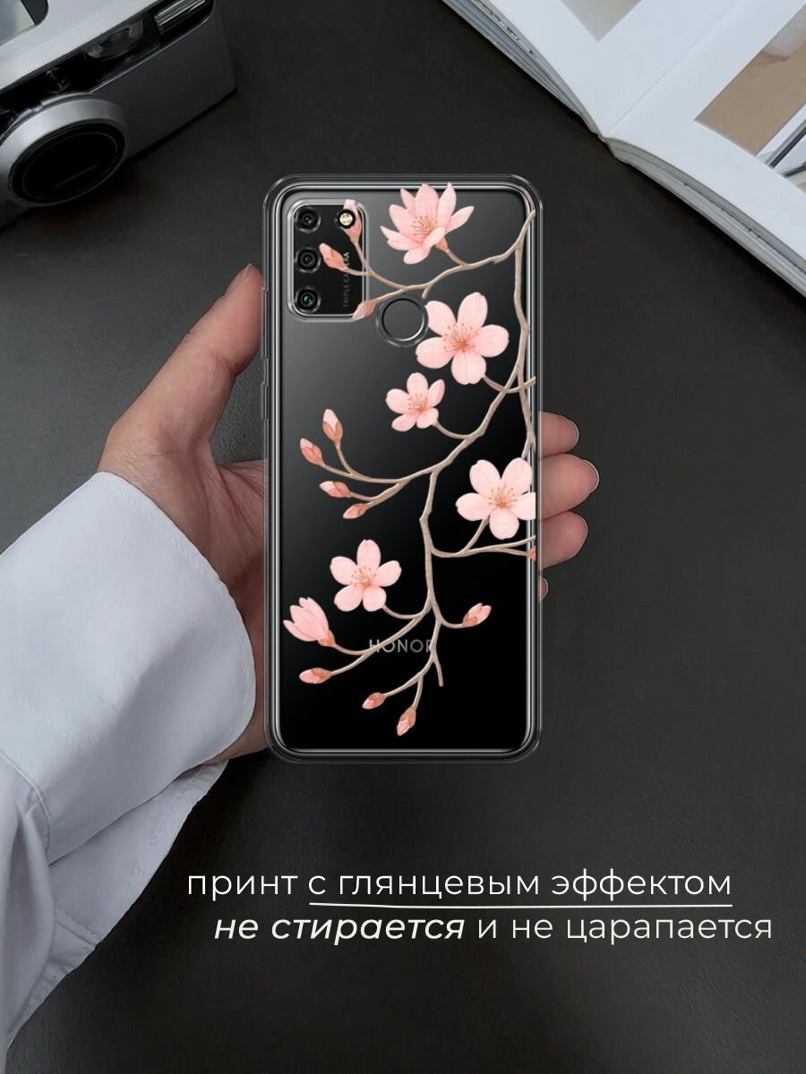 Чехол на Honor 9A / Хонор 9А с принтом "Веточка распускающейся сакуры 2" — фото 1