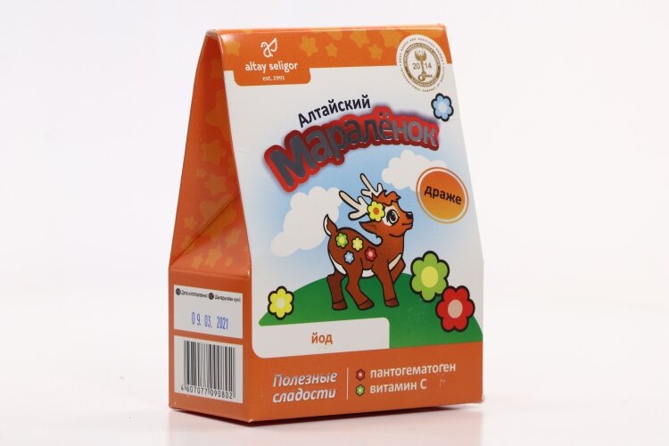 Биологически активная добавка Алтайский Мараленок драже с пантогематогеном, витамином с и йодом, 70 г