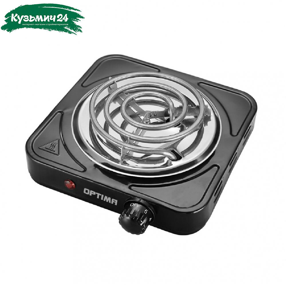 Электроплитка настольная Optima OS-111TB, спиральная конфорка, цвет черный, 1 кВт, 1 шт.