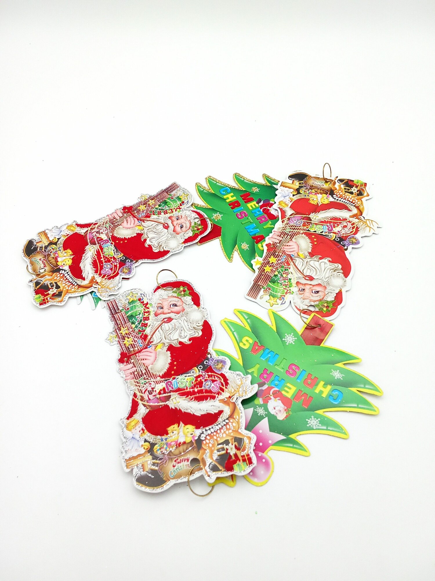 Украшение новогоднее, растяжка (гирлянда) из елочек с дедом морозом , 70 см