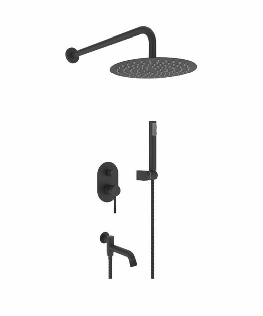 Встроенный смеситель с тропическим душем с 3-функ. от бренда Vieir поворотный излив V403564-C черный