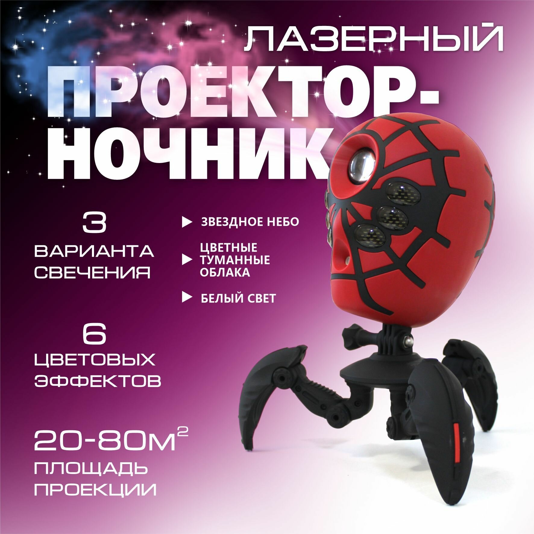 Ночник Человек-Паук. Лазерный проектор Звездное небо.