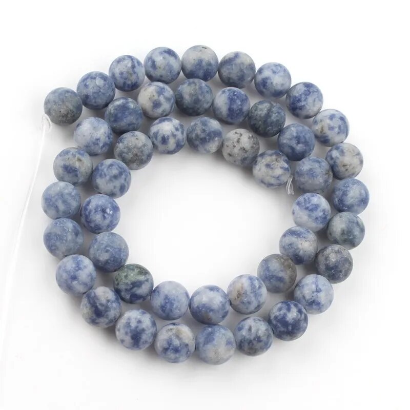 Черные круглые бусины из агата Xilitata Темно-синий, 8mm (approx 46pcs), blue spot jasper