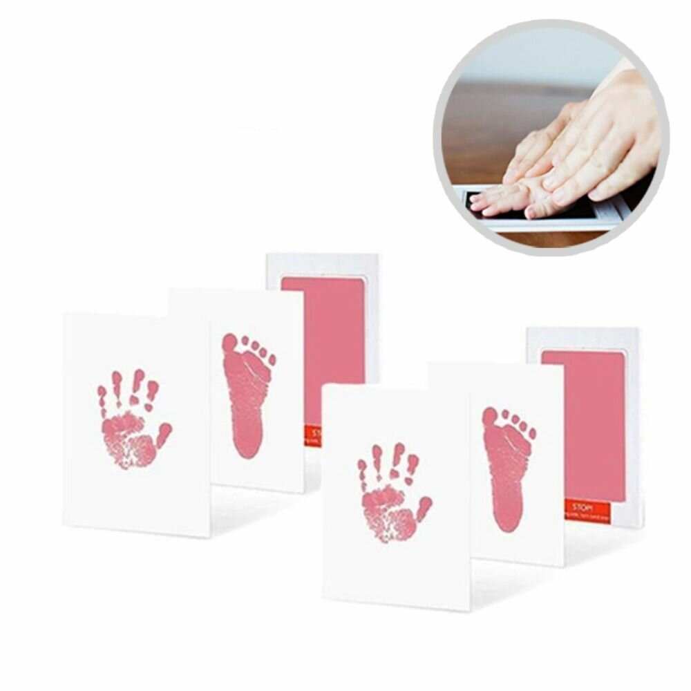 Штамп для рук и ног младенцев без чернил, набор для памятных отпечатков новорожденных, легко и бережно создать детский сувенир, розовый