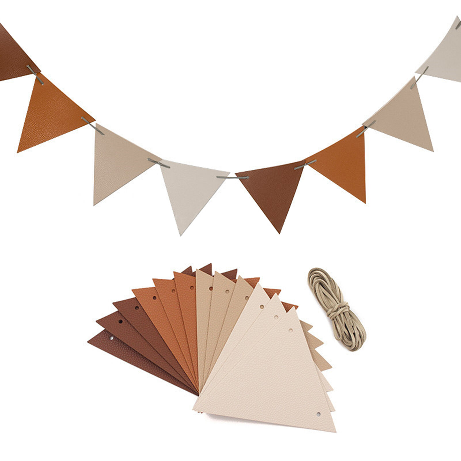 Флаги-декорации треугольные из кожи длиной 3 метра, 12 флагов с веревкой, цвет: синий / коричневый / розовый (по выбору), для вечеринок дня рождения, дома, сада, открытого воздуха, кемпинга, рождественской украшения, размер упаковки 12*12*4см, вес 87г