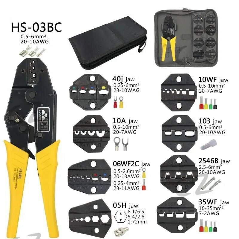 Обжимные инструменты HS-03BC Набор плоскогубцев Многофункциональный набор комбинированных инструментов с 8 губками