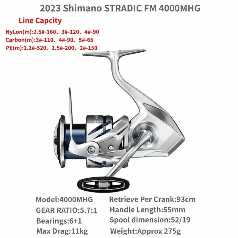 2023 спиннинговые Рыболовные катушки Shimano STRADIC FM 1000S C2000S 2500S 2500SHG C3000 C3000HG C3000XG 3000MHG 4000MHG 4000XG C5000XG, 4000MHG