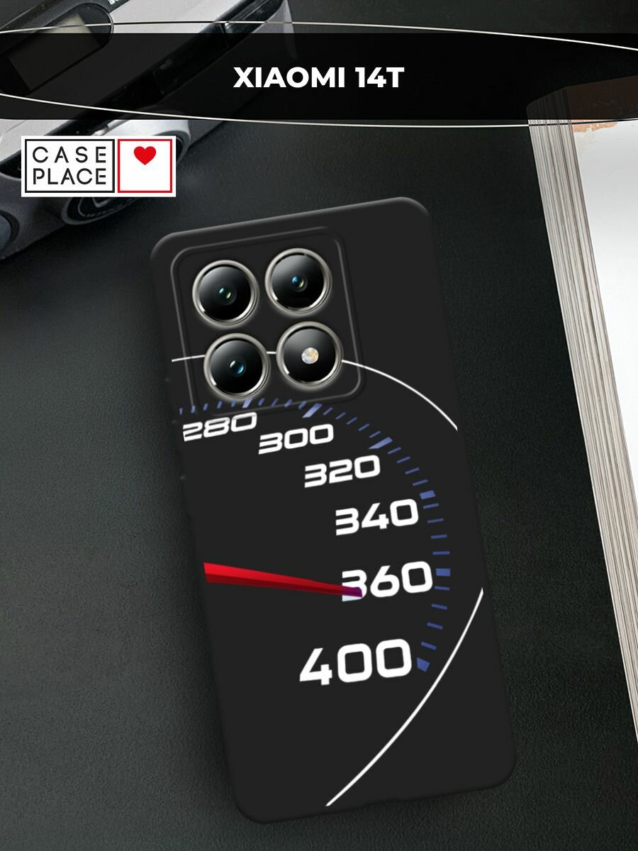 Черный матовый чехол на Xiaomi 14T / Сяоми 14T с принтом Скорость 360 6