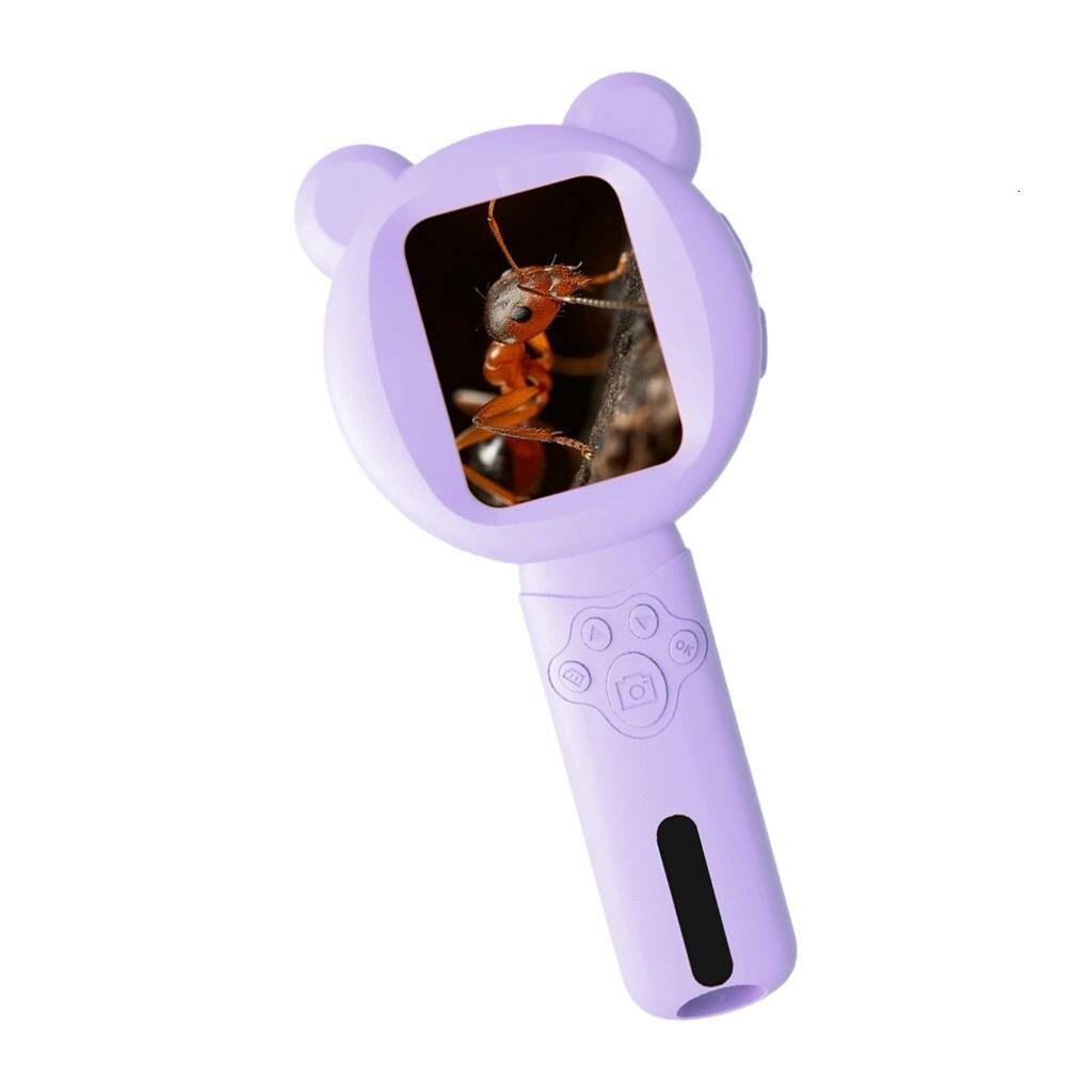 Детский электронный микроскоп с цветным экраном и цифровой лупой с диагональю 2,8 дюйма-фиолетовый