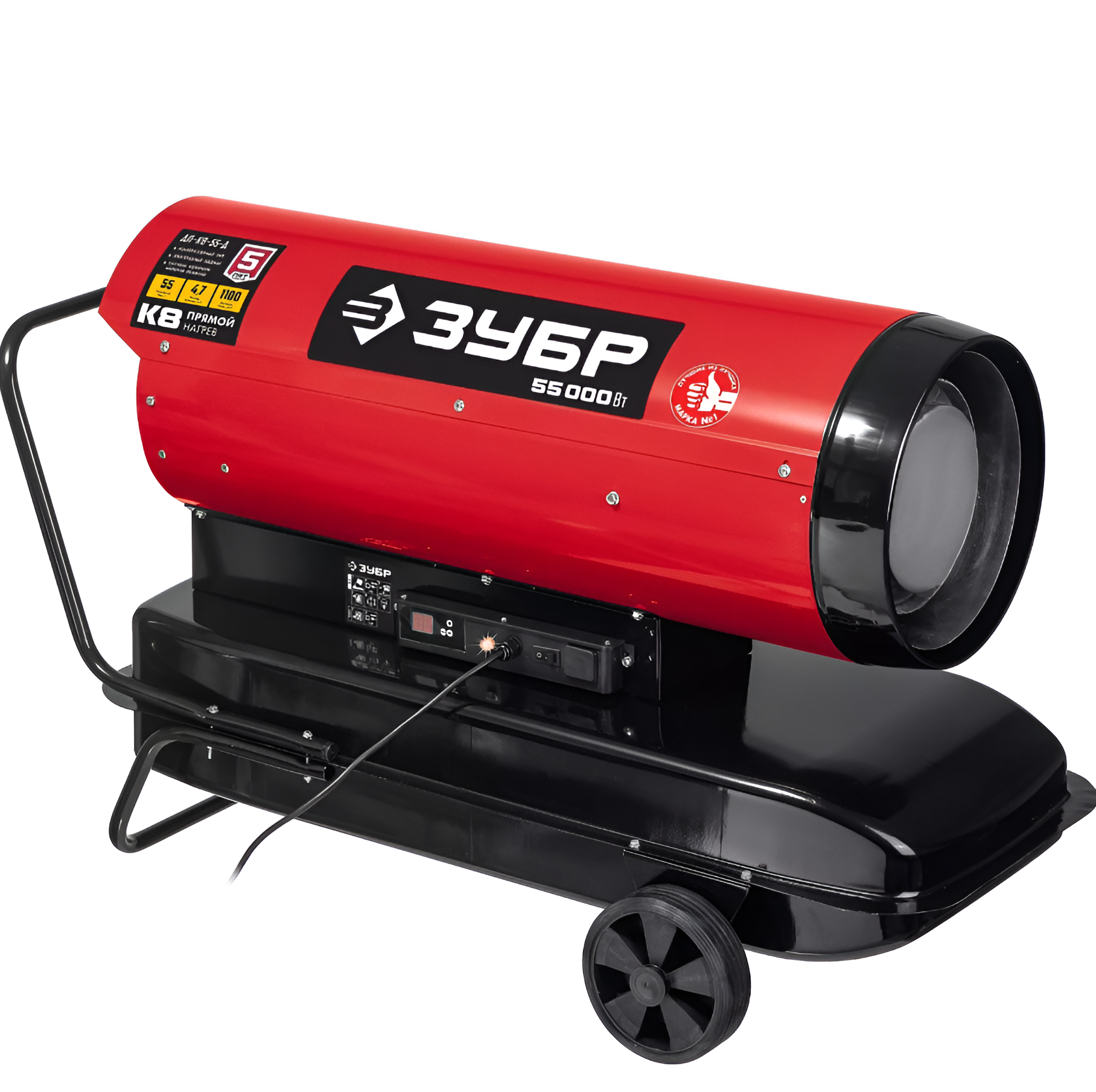 Тепловая пушка ЗУБР ДП-К8-55-Д, 55 кВт, красный, 1100 м³/ч, 55.5 л