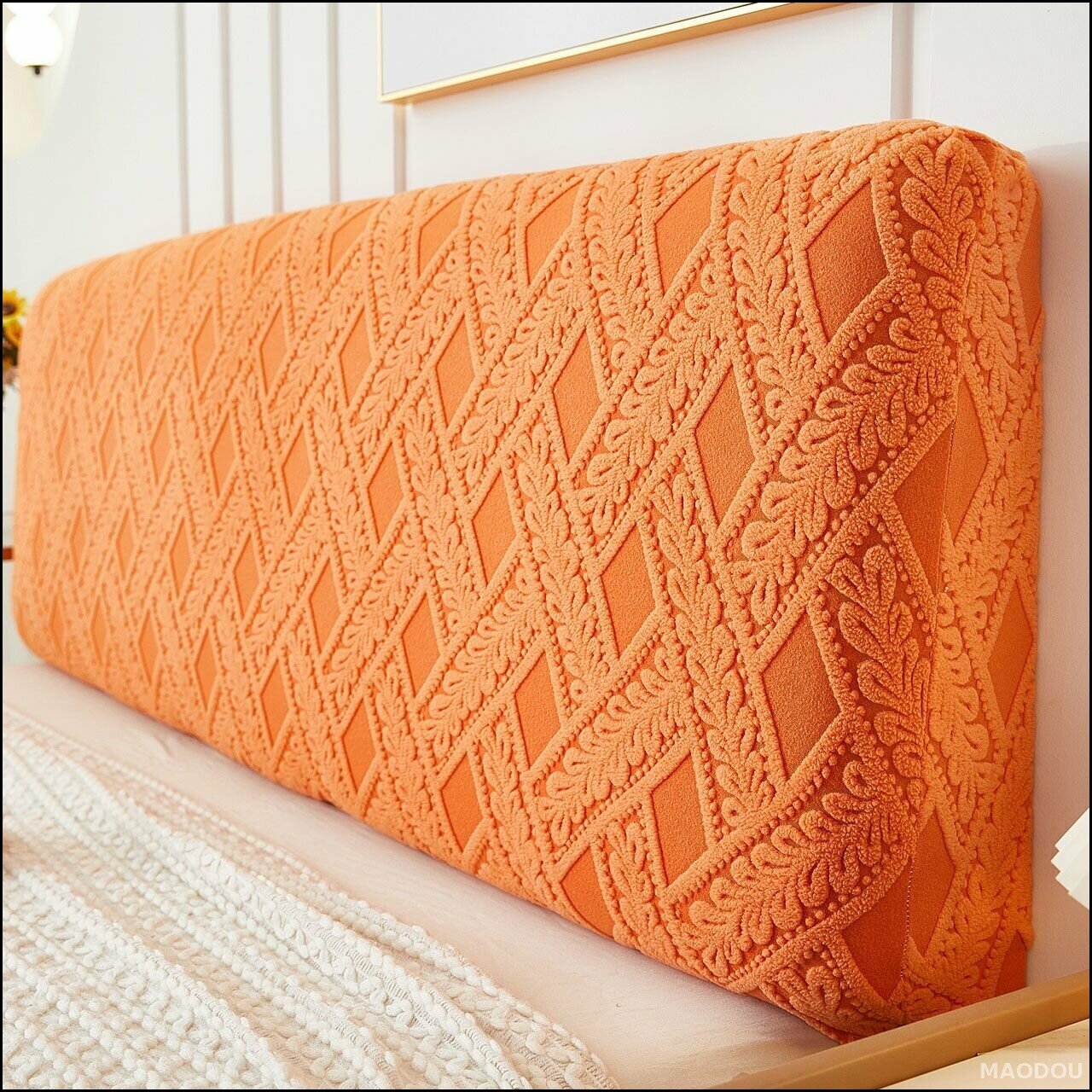 Оранжевый чехол на кровать с геометрическим узором, 150x50-60 см, для дома и отдыха