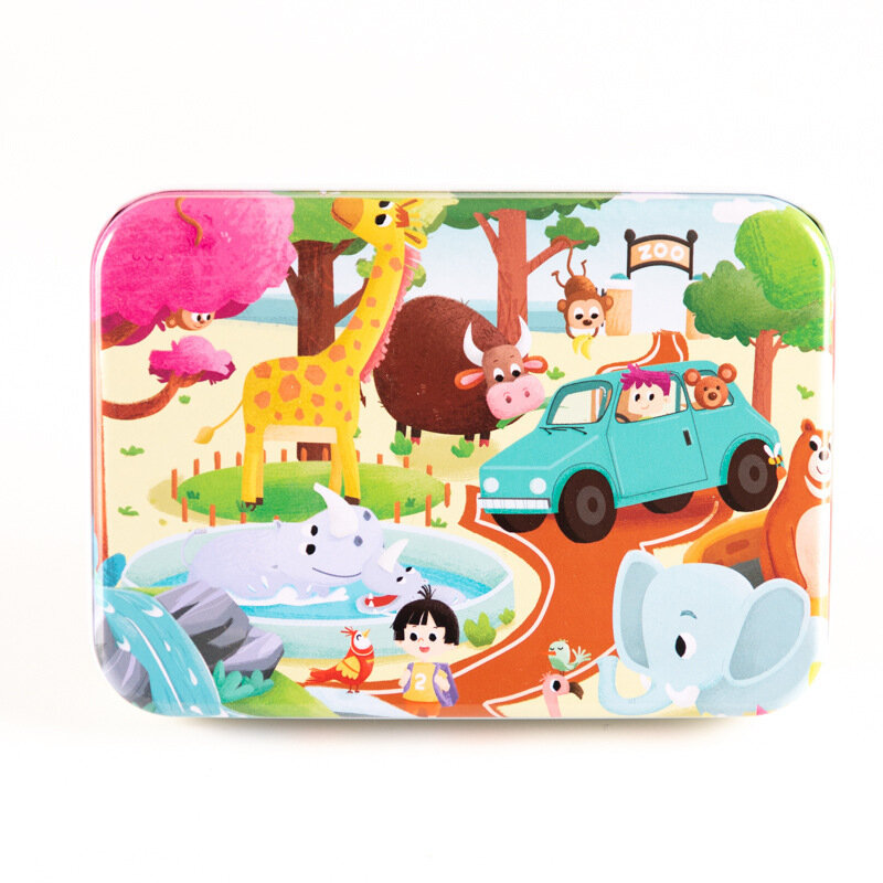 120-штучная деревянная головоломка с темой зоопарка, обучающая игра для детей 3-8 лет