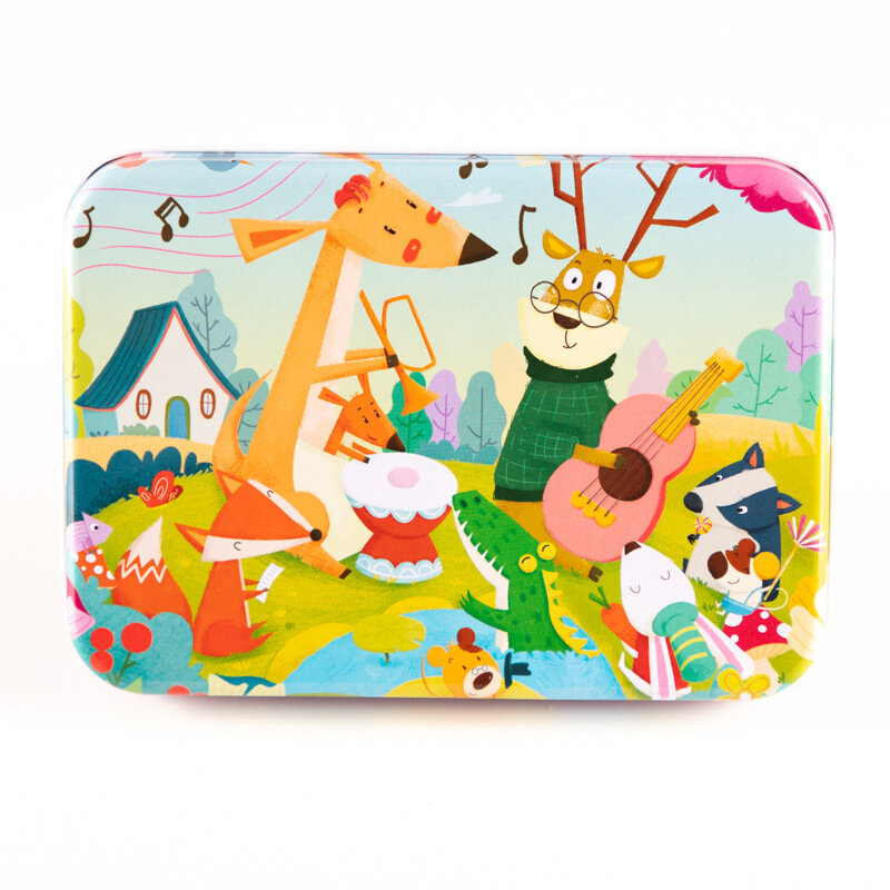 120-штучная деревянная головоломка с темой лесного концерта, обучающая игра для детей 3-8 лет