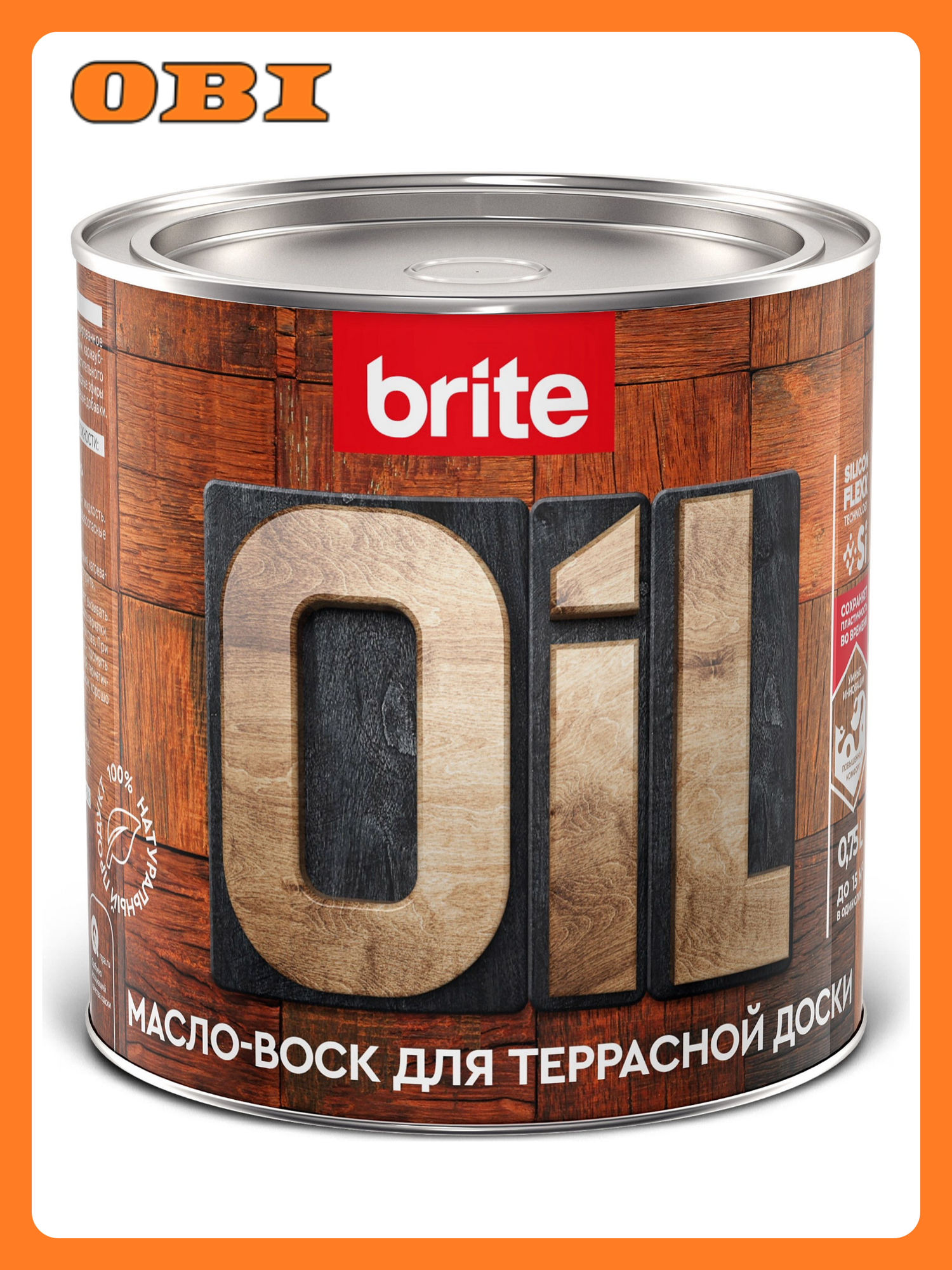 Масло-воск BRITE FLEXX для террасной доски бесцветное 0,75 л
