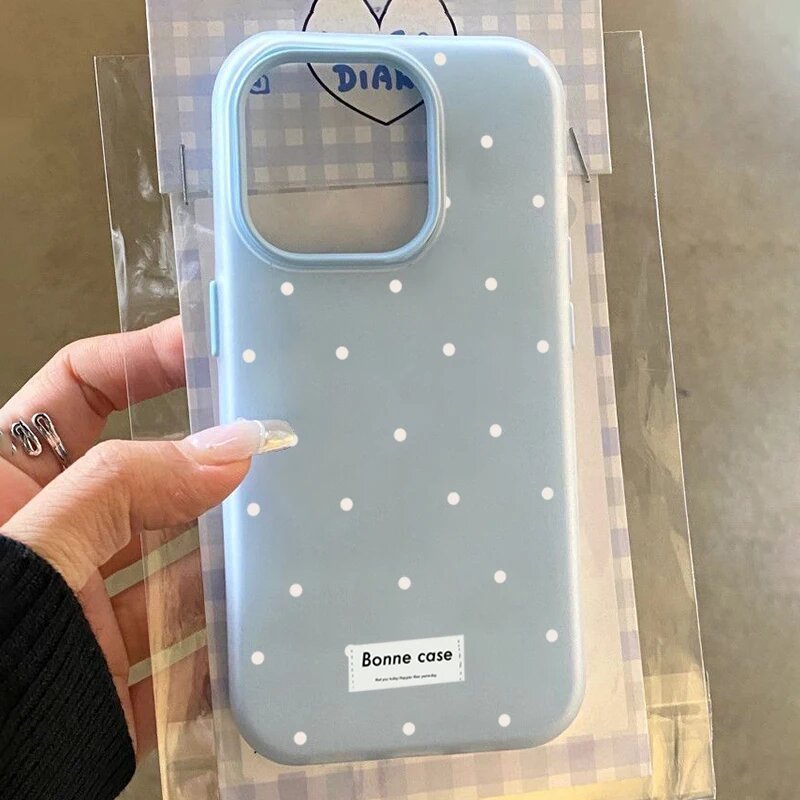 Голубой чехол Bonne case для Samsung Galaxy S23 в горошек