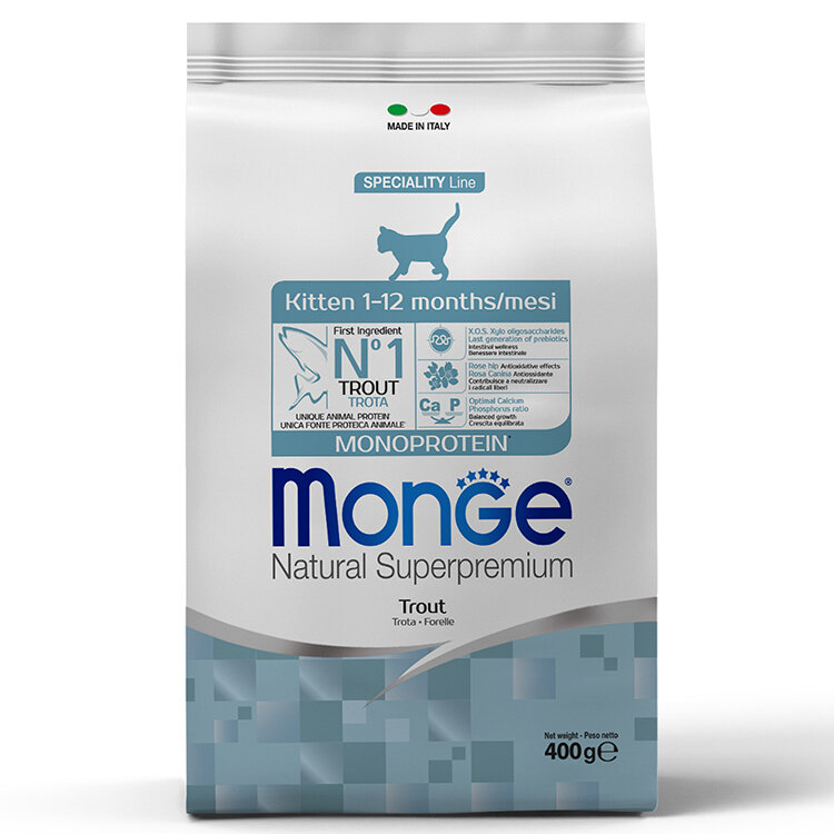 Корм сухой Монж с форелью для котят Monge Monoprotein Kitten Trout 400 г