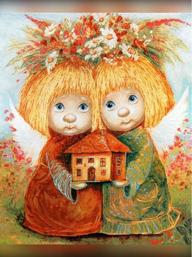 Алмазная мозаика 40х50 см - Ангелы-хранители дома. Люся Чувиляева