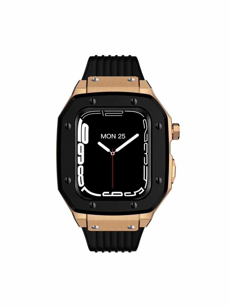 Корпус из нержавеющей стали + Apple Watch 45 мм 44 мм резиновый ремешок для Apple Watch