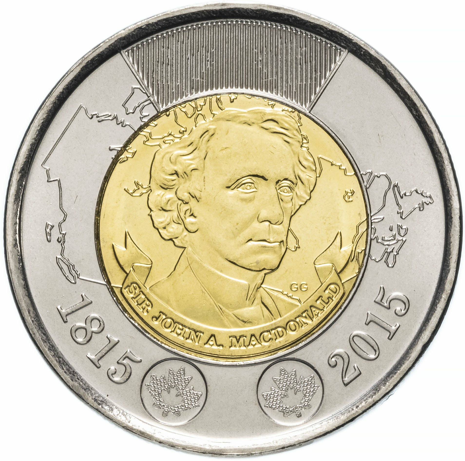 Канада 2 доллара 2015 Сэр Макдональд, Биметалл, в сохранности UNC