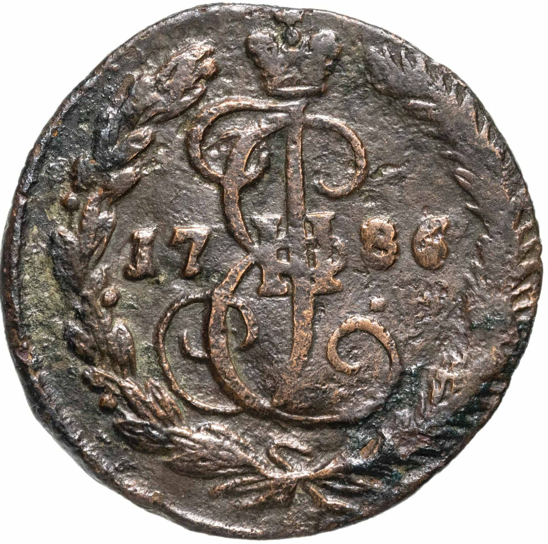 Денга 1786 ЕМ, Медь, в сохранности VF