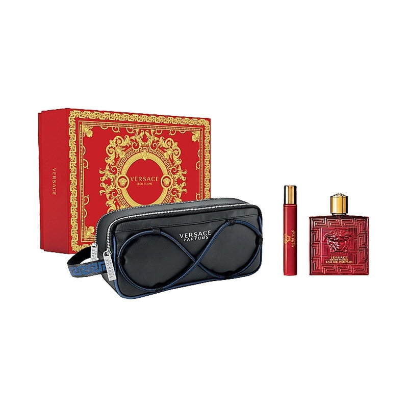 Набор для мужчин Versace Eros Flame парфюмерная вода 100 мл + парфюмерная вода 10 мл + косметичка / Версаче Эрос Флейм — фото 1