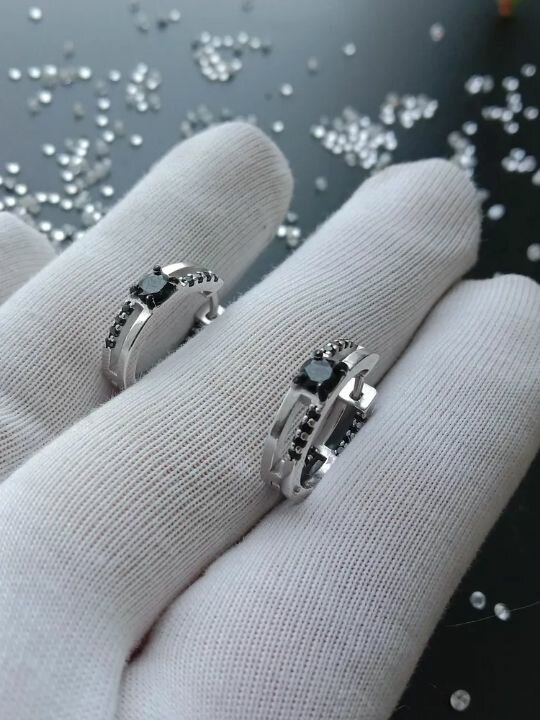 Серьги, серебро, 925 проба, родирование, шпинель