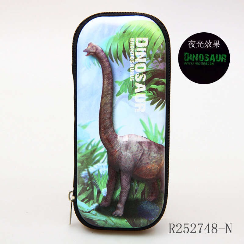 Канцелярский пенал Xigua Taro 3D Night Light для мальчиков младших классов, трехслойный, большой вместимости, с изображением динозавра, из ЭВА.