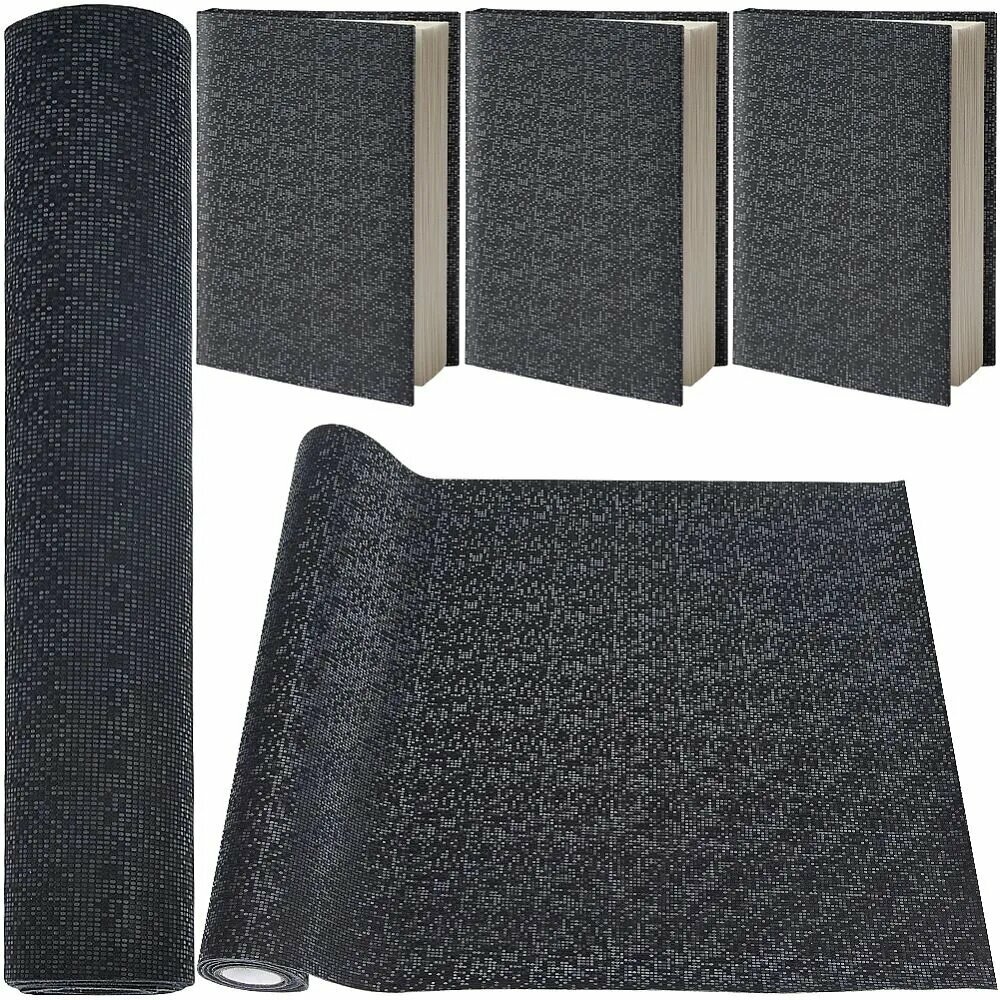 Ткань для переплета книг 51 x 11,8 дюйма, черная искусственная кожа, ткань с лазерным узором, нетканое основание, защитное покрытие для обложки альбома формата A4-A8 для скрапбукинга