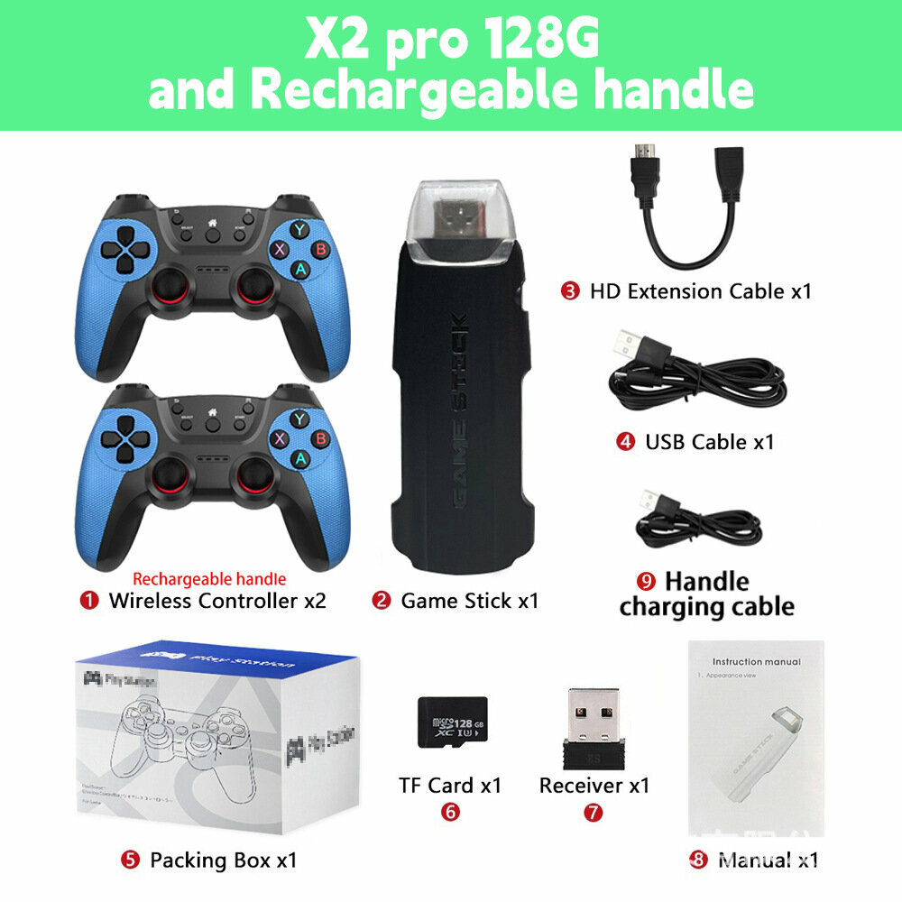 Новая игровая консоль x2 pro, домашняя беспроводная 4K HD, игровая консоль X2, двойной аркадный HDMI GD10