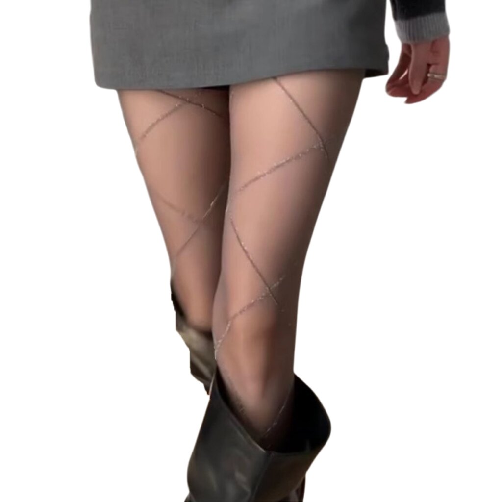 Мерцающие Большие Сетки Ромбов Колготки Мягкий Эластичный Пояс Лосины