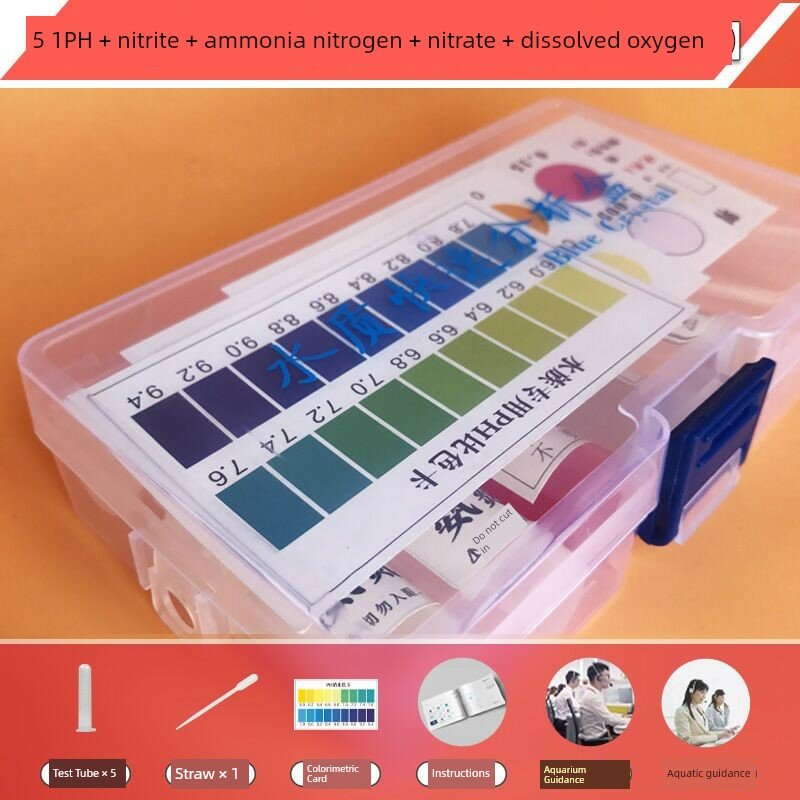 Набор для быстрого тестирования качества воды в аквариумах и аквакультуре: нитриты, аммиак, азот, pH, жесткость,