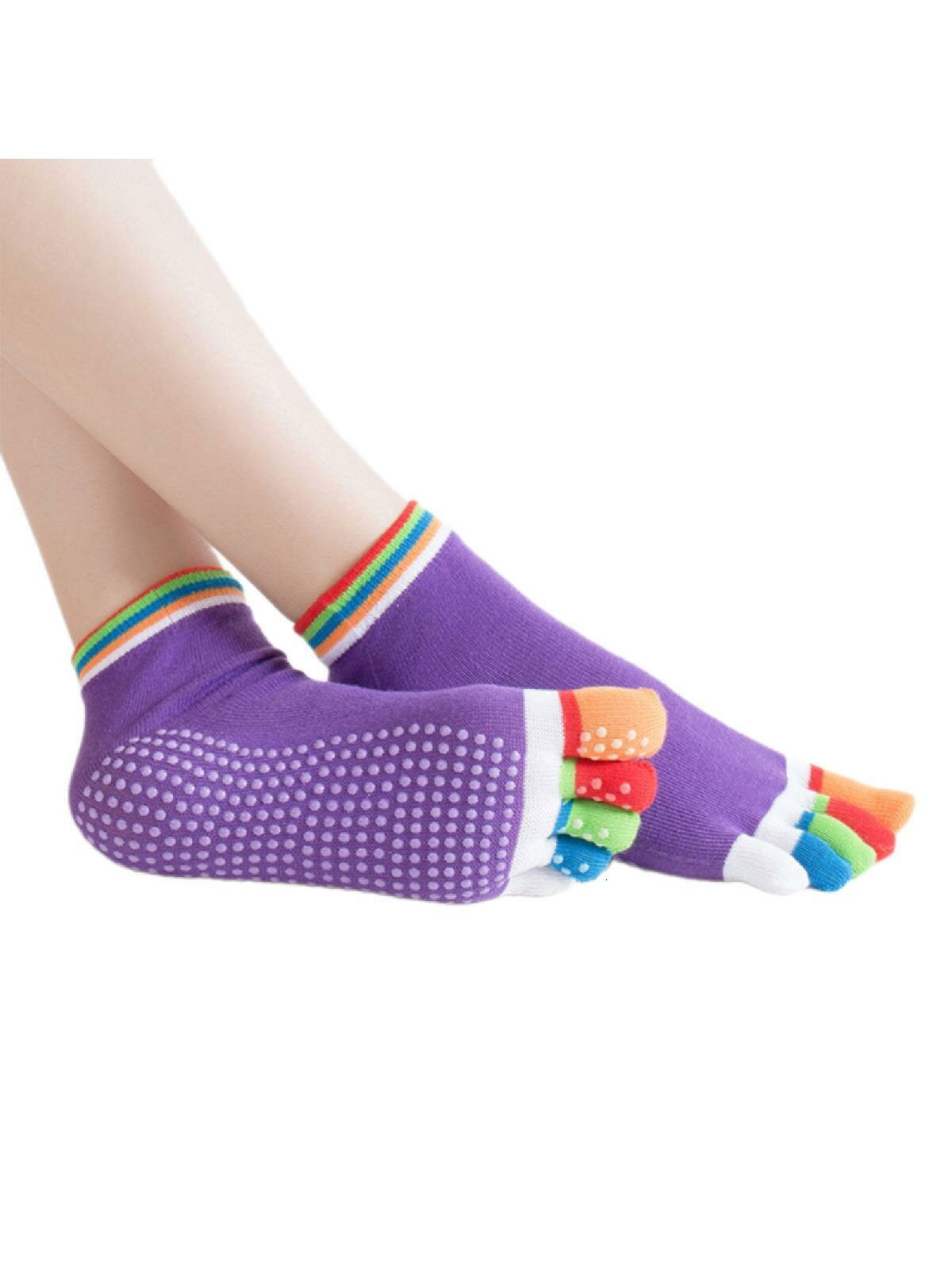 Женские йога-носки с нескользящим покрытием, Разноцветные пальчики ди