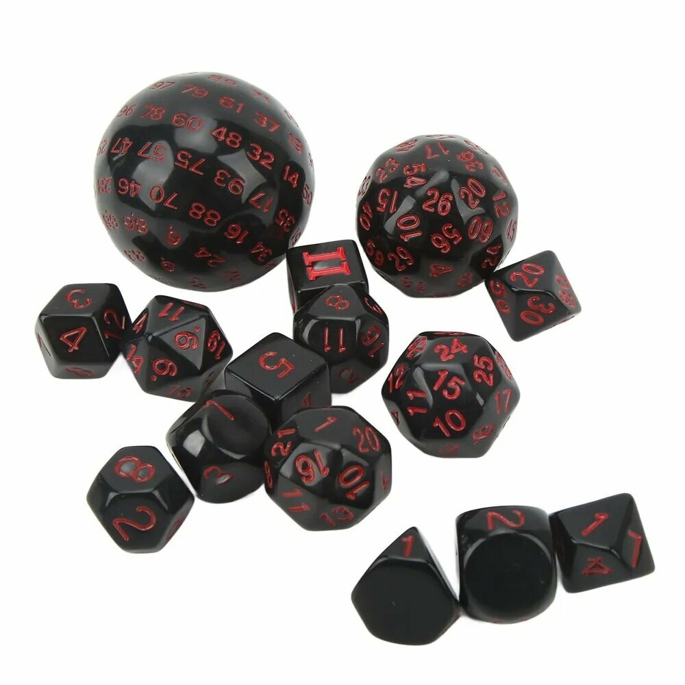 Полный набор полиэдральных игральных костей 15 стилей D3-D100, акриловые кубики для D&D, ролевых игр и настолок, прочные и читаемые