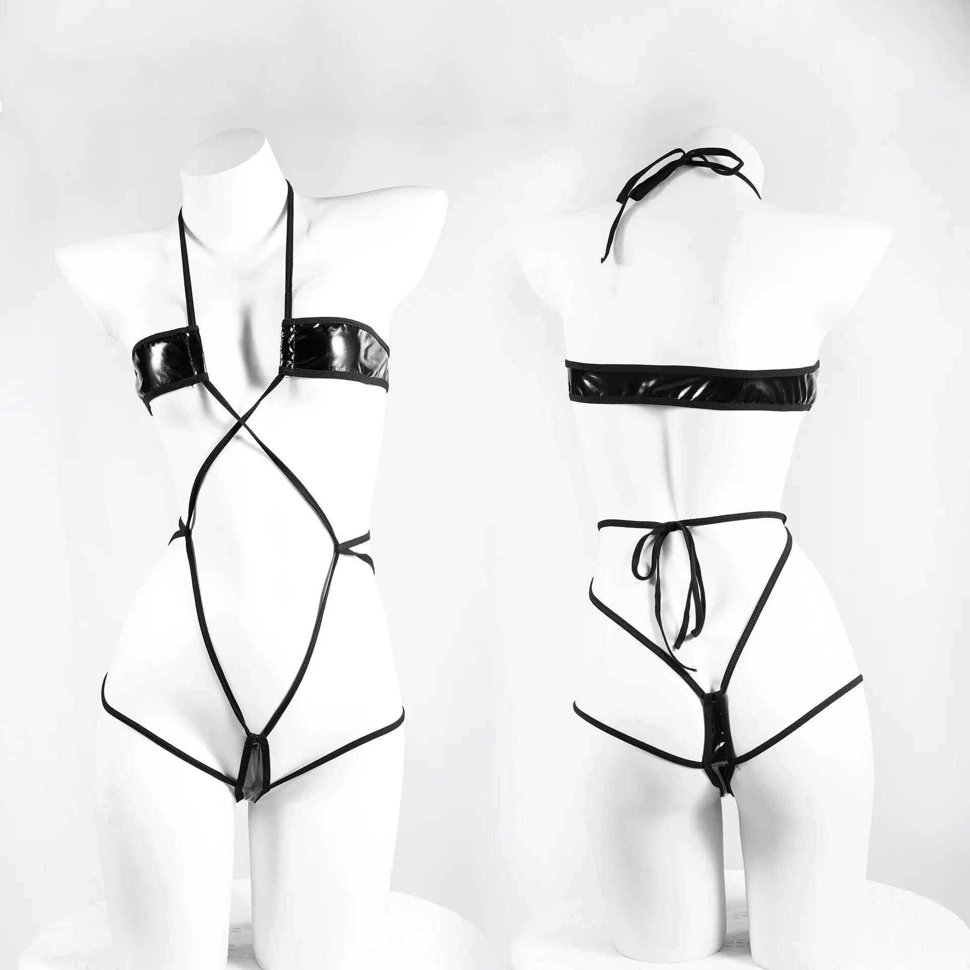 Кожаное боди для взрослых, сексуальное нижнее белье, костюм для ролевых игр, женское нижнее белье, вечерние у бассейна, купальник из латексной кожи, бикини Белый, G