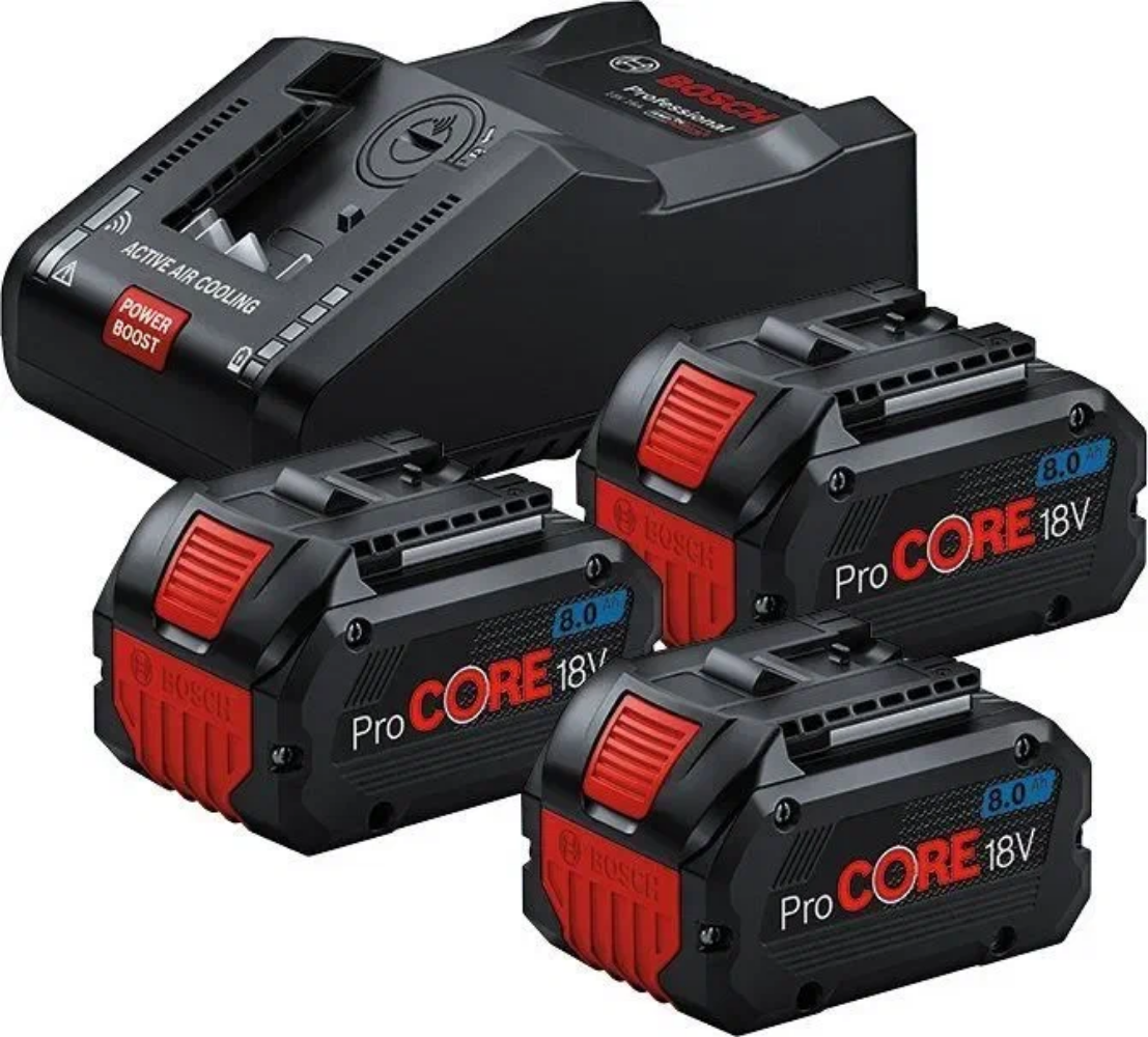 Набор аккумуляторов и зарядных устройств Bosch 3 ProCORE18V 8.0Ah + GAL 18V-160 (0615a5004y)