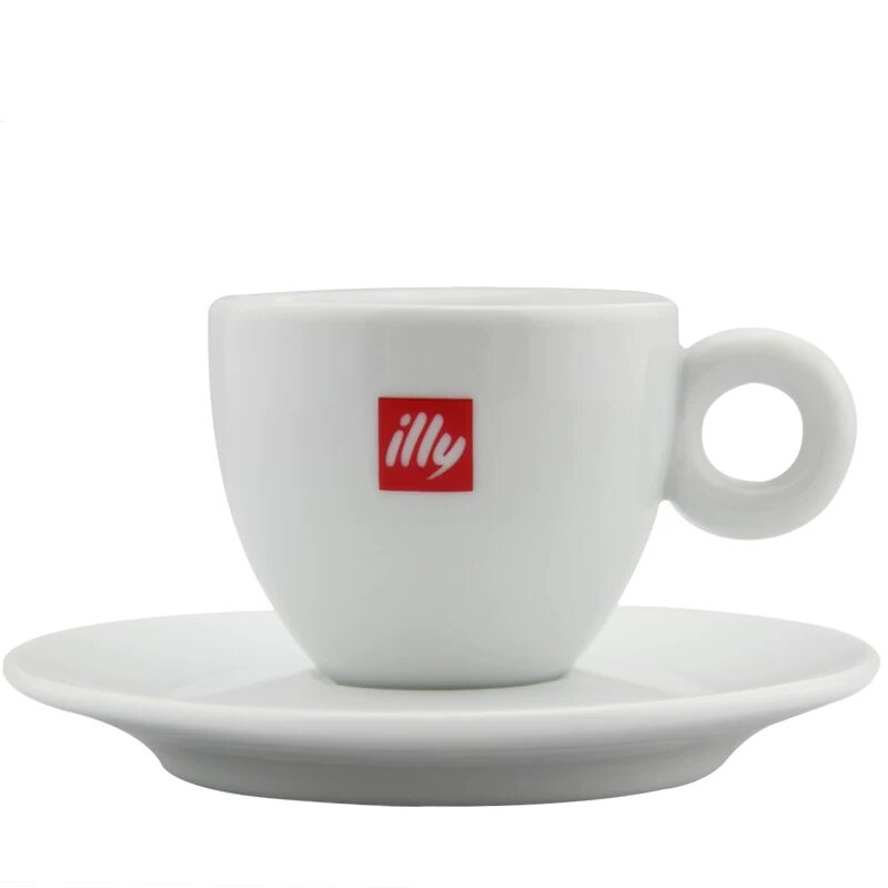 ILLY Профессиональная Двойная Чашка для Эспрессо, Утолщенная Керамика, Объем 120 мл для Крепкого Кофе