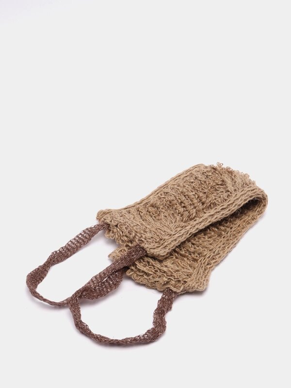 Мочалка для тела длинная из натурального волокна джута/ массажная длинная с ручками