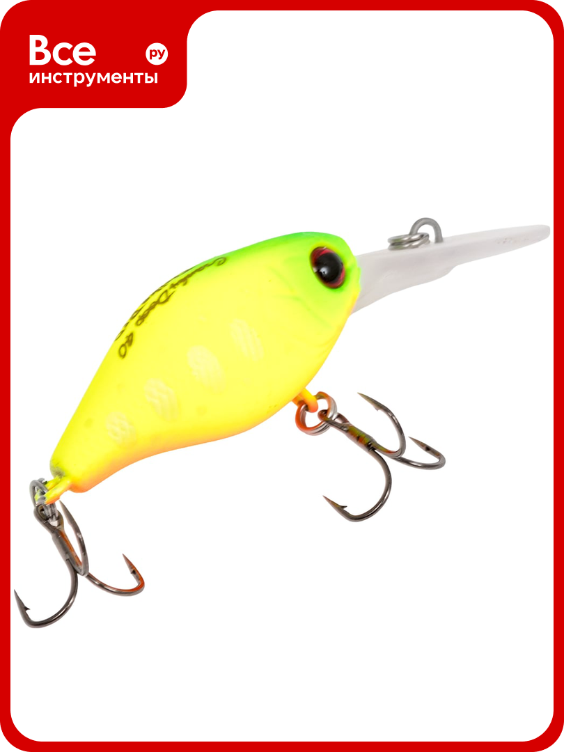 Воблер Strike Pro Cranky Deep 40 цвет: A178S Lemon Mat Tiger EG-164L#A178S, к центральной оси приманки, пропуска лески