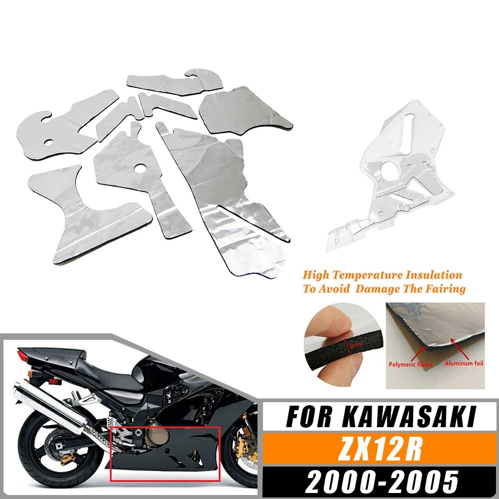 Для ZX-12R Kawasaki Ninja ZX12R 2000-2005 аксессуары для мотоциклов предварительно вырезанный обтекатель живота теплозащитный коврик защита изоляции