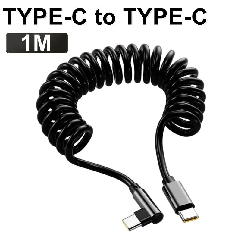 Спиральный кабель Type-C to Type-C 1м, черный