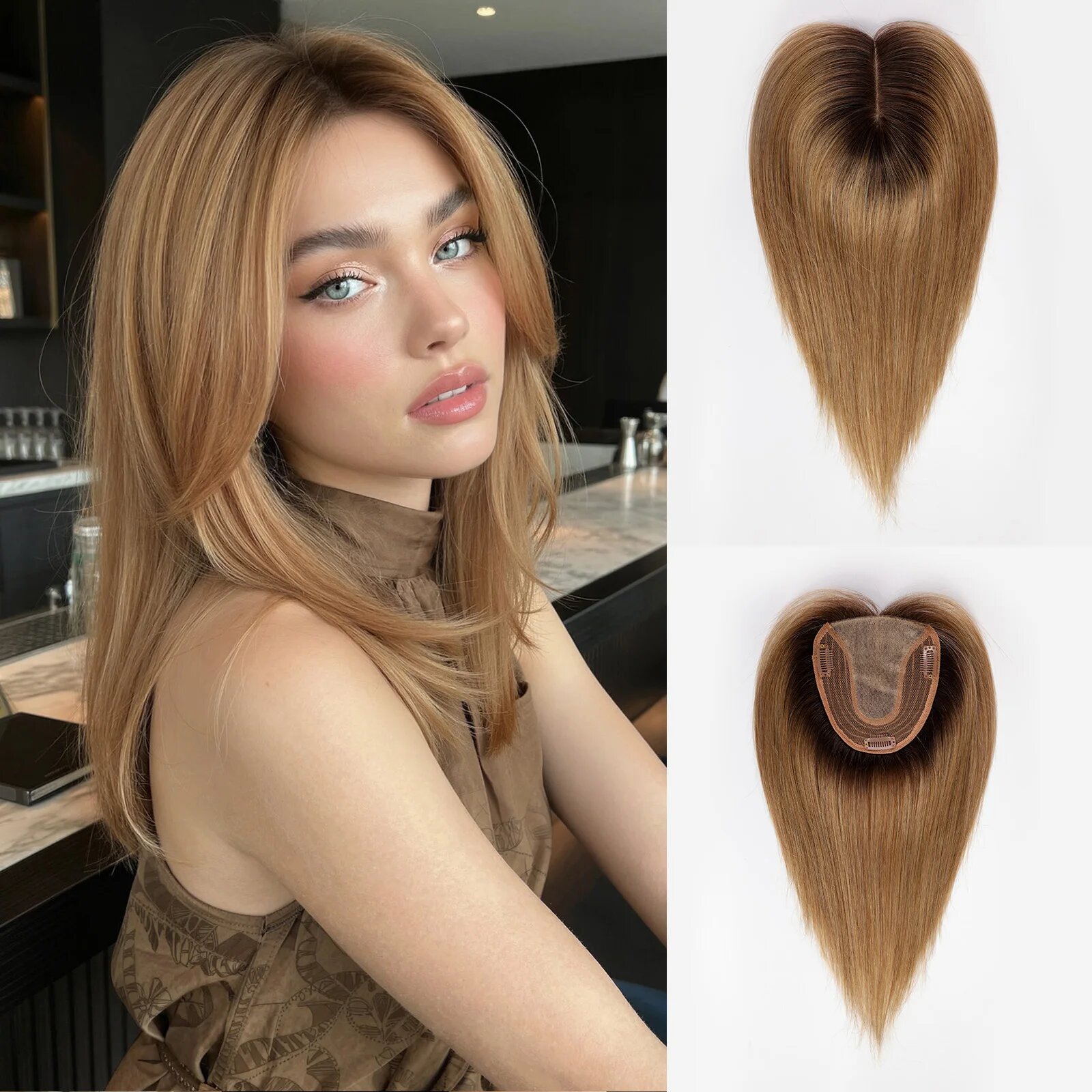 Коричневые накладные пряди HAIRCUBE, Цвет: FK010-3